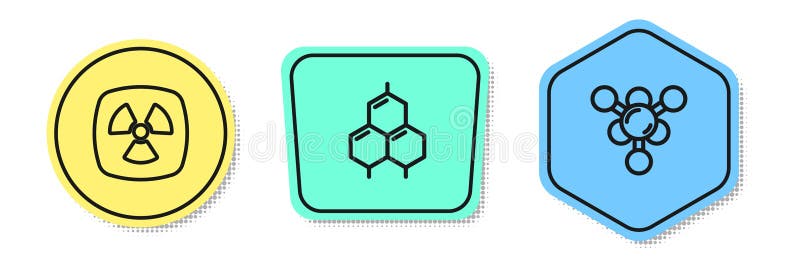 Set Line Radioactive, Chemical Formula and Molecule. Colored Shapes ...