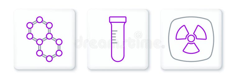 Set Line Radioactive, Molecule and Test Tube Icon. Vector Stock ...