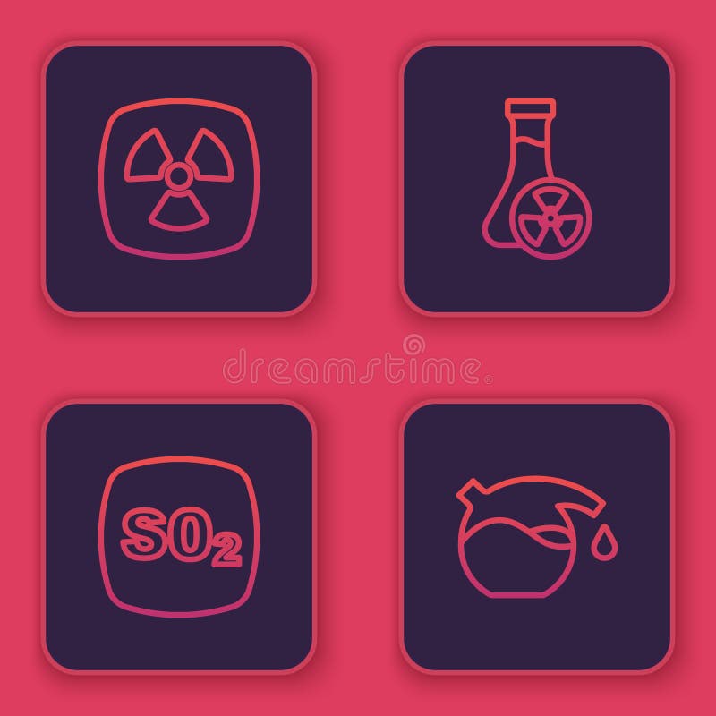 Set Line Radioactive, Sulfur Dioxide SO2, Test Tube with Toxic Liquid ...
