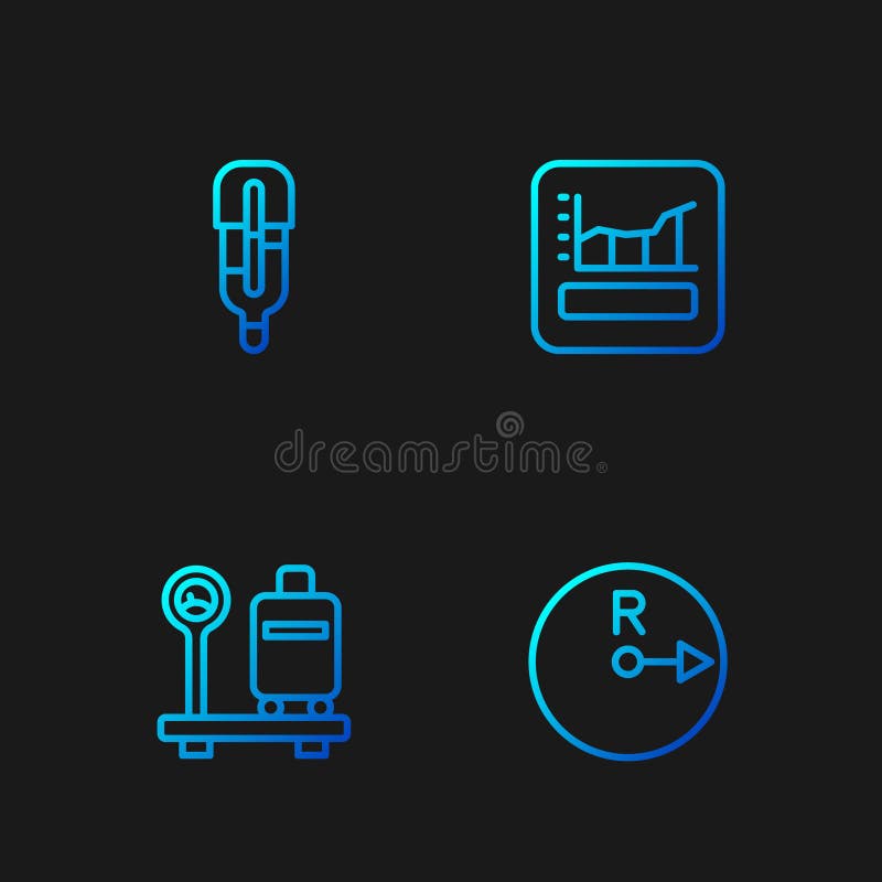 Set Line Radius, Scale with Suitcase, Medical Thermometer and Graph ...