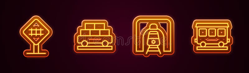 Set Line Railroad Crossing, Cargo Train Wagon, Train Railway Tunnel and ... Set Line Railroad Crossing, Cargo Train Wagon, Train Railway Tunnel and ...
