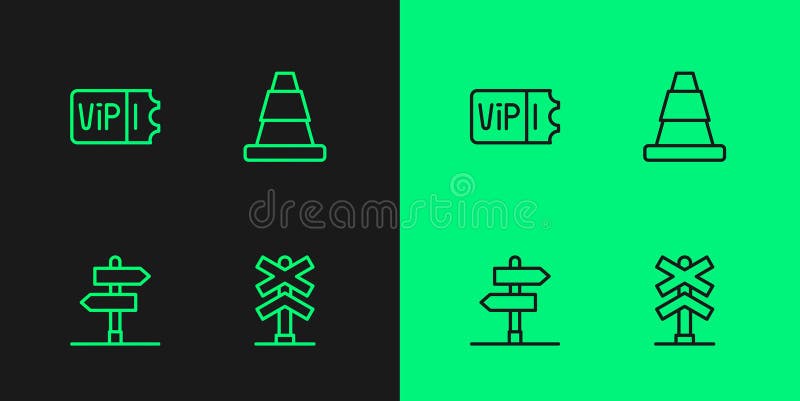 Set Line Railroad Crossing, Road Traffic Sign, Train Ticket and Traffic ...