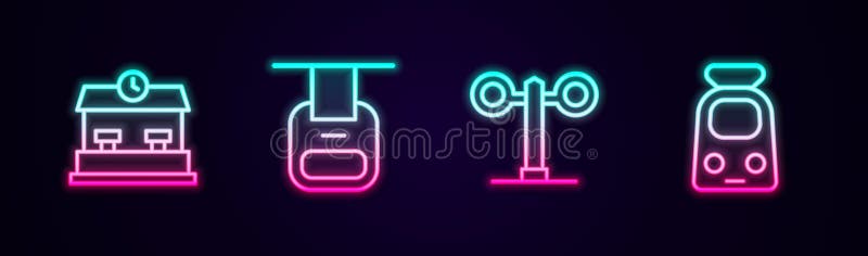 Set Line Railway Station, Cable Car, Train Traffic Light and and ...