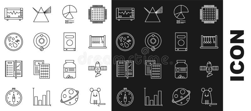 Set Line Rat, Satellite, Pendulum, Pie Chart Infographic, Solar System ... Set Line Rat, Satellite, Pendulum, Pie Chart Infographic, Solar System ...