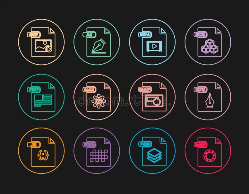 Set Line RAW File Document, EPS, MP4, MAX, PDF, GIF, BMP and AI Icon ... Set Line RAW File Document, EPS, MP4, MAX, PDF, GIF, BMP and AI Icon ...