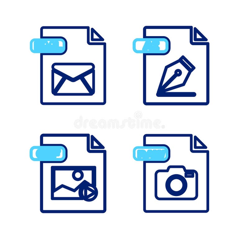 Set Line RAW File Document, GIF, AI and EML Icon. Vector Stock ...
