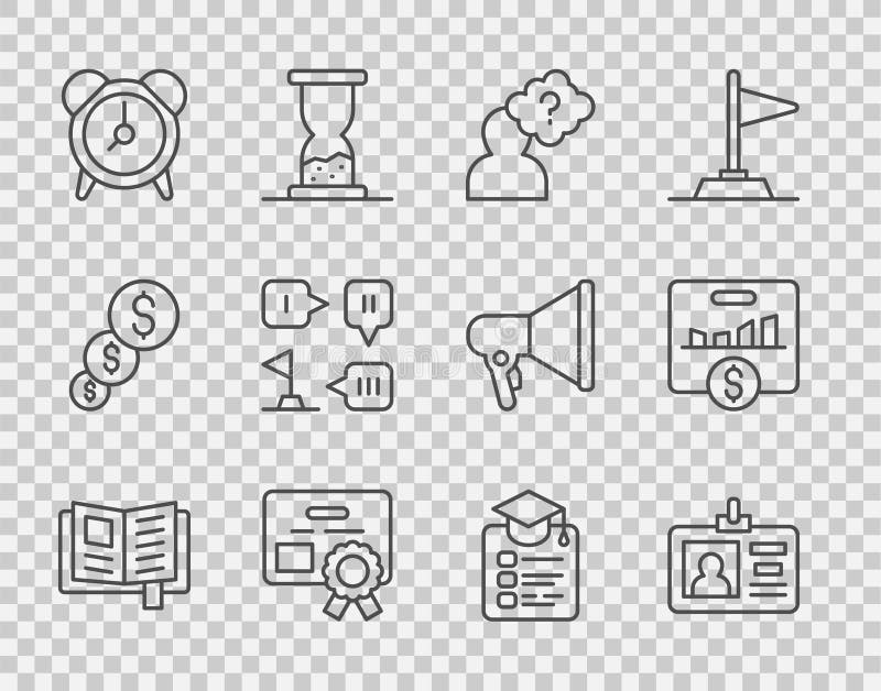 Set Line Reading Book, Identification Badge, Head with Question Mark ...