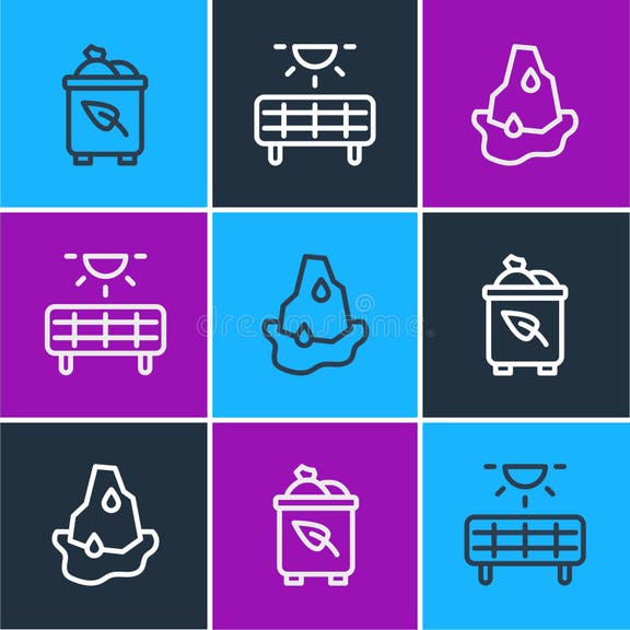 Set Line Recycle Bin with Recycle, Glacier Melting and Solar Energy ...