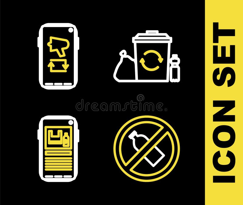 Set Line Recycle Bin with Recycle, No Plastic Bottle, Stop Pollution ...