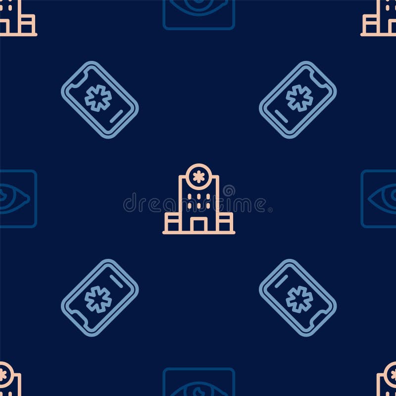 Set Line Red Eye Effect, Emergency Call 911 and Hospital Building on ...