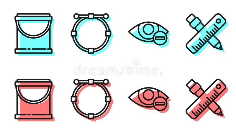 Set Line Red Eye Effect, Paint Bucket, Circle with Bezier Curve and ... Set Line Red Eye Effect, Paint Bucket, Circle with Bezier Curve and ...