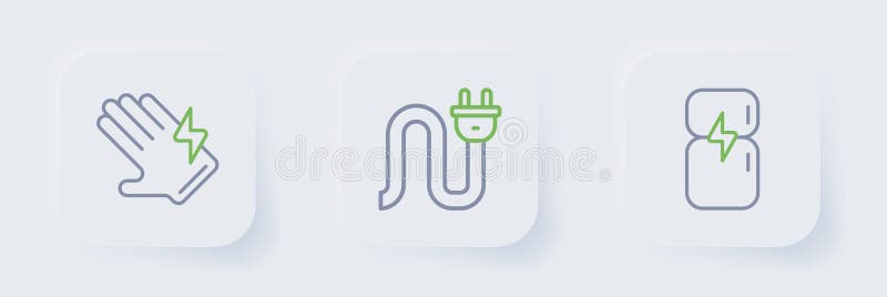 Set Line Refrigerator, Electric Plug and Glove Icon. Vector Stock ...