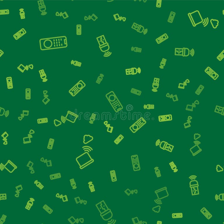Set Line Remote Control, Network Cloud Connection and Usb Wireless Adapter on Seamless Pattern ...