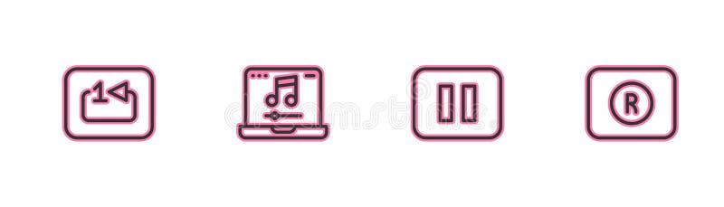 Set Line Repeat Track Music Player, Pause Button, Laptop with and ...