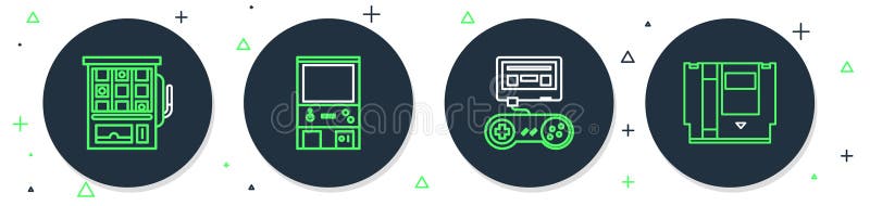 Set Line Retro Arcade Game Machine, Game Console with Joystick, Slot ...