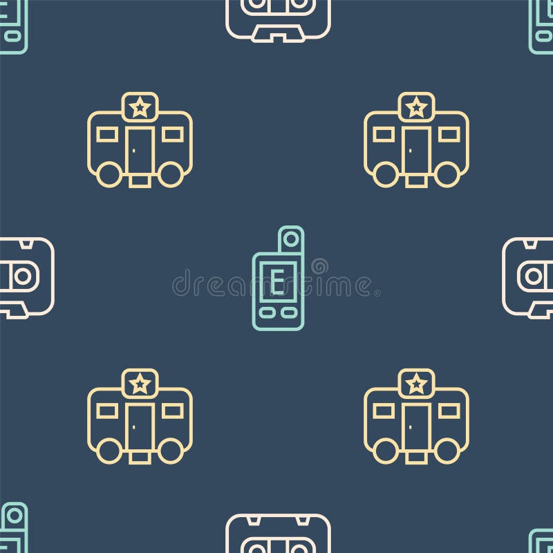 Set Line Retro Audio Cassette Tape, Actor Trailer and Light Meter on ...