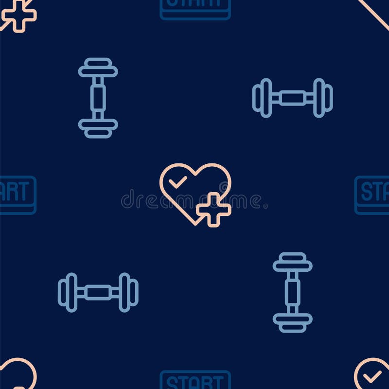 Set Line Ribbon in Finishing Line, Dumbbell and Heart Rate on Seamless ... Set Line Ribbon in Finishing Line, Dumbbell and Heart Rate on Seamless ...