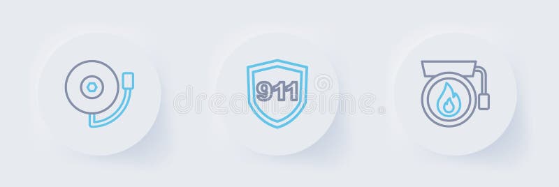 Set Line Ringing Alarm Bell, Emergency Call 911 and Icon. Vector Stock ...