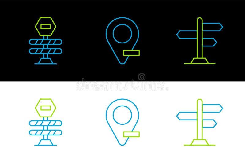 Set Line Road Traffic Sign, Barrier and Location Icon. Vector Stock ... Set Line Road Traffic Sign, Barrier and Location Icon. Vector Stock ...