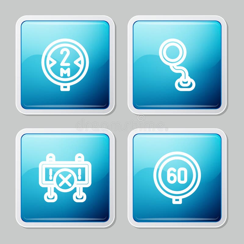 Set Line Road Traffic Sign, , Barrier and Speed Limit Icon. Vector ...