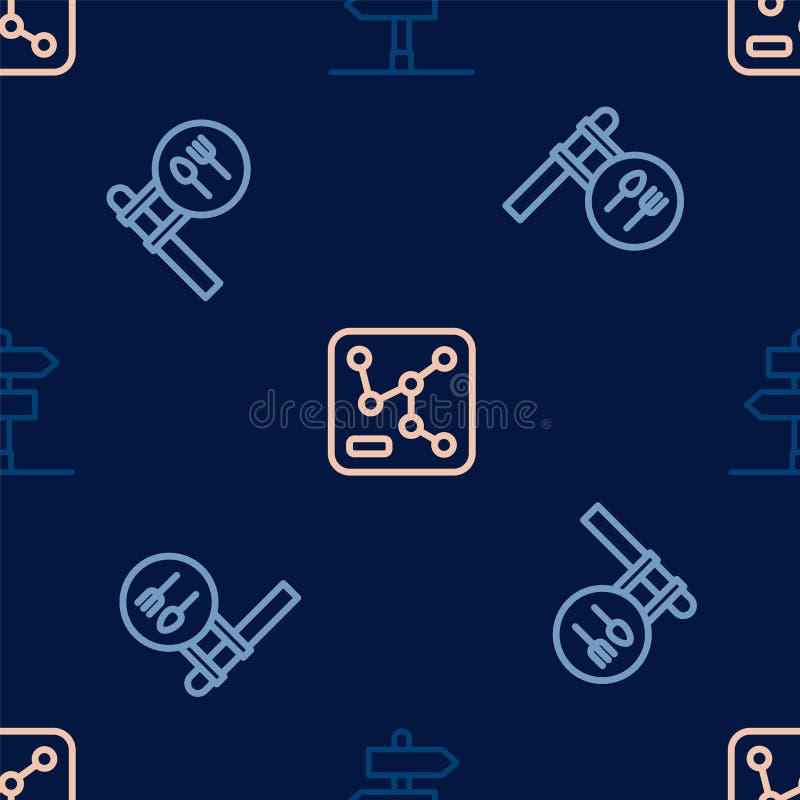 Set Line Road Traffic Sign, Cafe and Restaurant Location and Railway ...