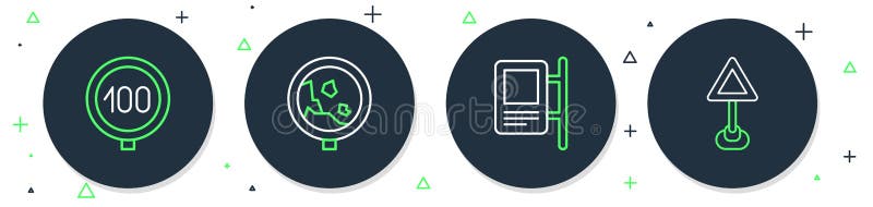 Set Line Road Warning Rockfall, Traffic Sign, Speed Limit and Triangle ...