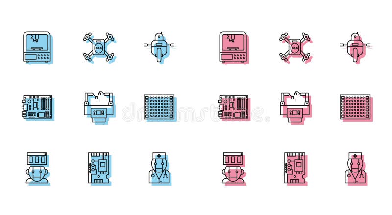 Set Line Robot, Electronic Computer Components Motherboard Digital Chip ... Set Line Robot, Electronic Computer Components Motherboard Digital Chip ...