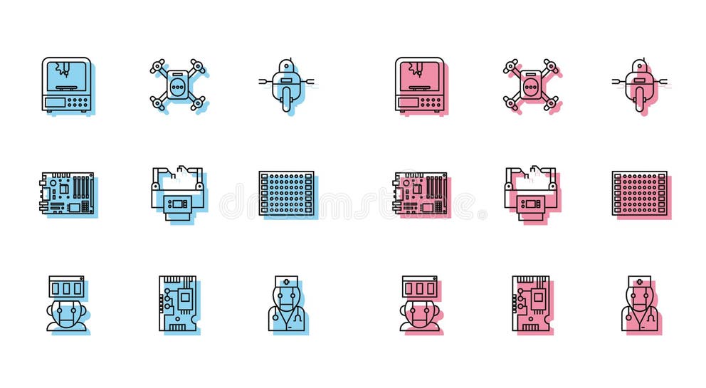 Set Line Robot, Electronic Computer Components Motherboard Digital Chip ...