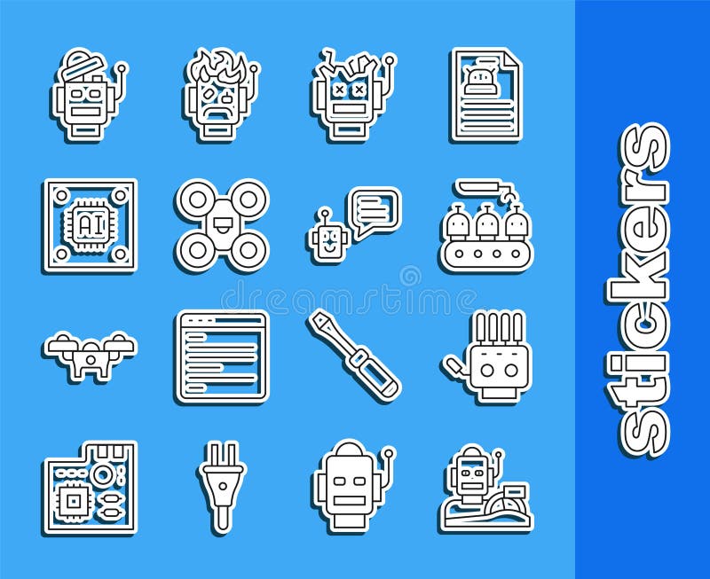 Set Line Robot Humanoid Driving a Car, Mechanical Robot Hand ... Set Line Robot Humanoid Driving a Car, Mechanical Robot Hand ...