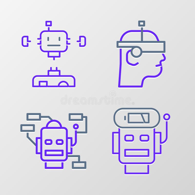 Set Line Robot Low Battery Charge, Smart Glasses and Disassembled Robot ... Set Line Robot Low Battery Charge, Smart Glasses and Disassembled Robot ...