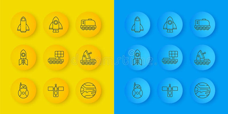 Set Line Robot, Rocket Ship, Mars Rover, Planet, and Icon. Vector Stock ... Set Line Robot, Rocket Ship, Mars Rover, Planet, and Icon. Vector Stock ...