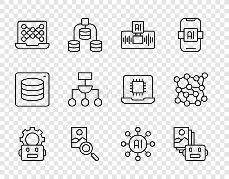 Set Line Robot Setting, Artificial Intelligence Robot, AI, Photo Retouching, Neural Network ...