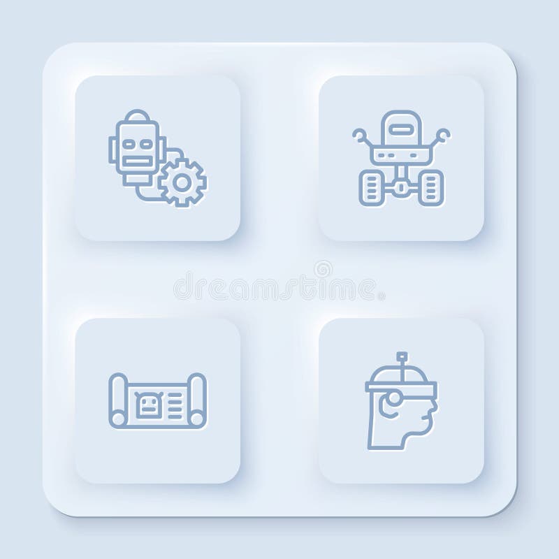 Set Line Robot Setting, Mars Rover, Blueprint and Smart Glasses. White ... Set Line Robot Setting, Mars Rover, Blueprint and Smart Glasses. White ...