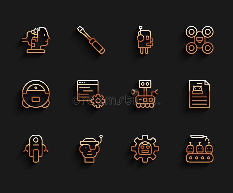 Set Line Robot, Smart Glasses, for Maintenance, Industrial Production of Robots, Computer Api ...