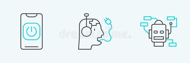 Set Line Robot, Turn Off Robot from Phone and Charging Battery Icon ...