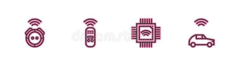 Set Line Robot Vacuum Cleaner, Processor with Microcircuits CPU, Smart Remote Control and Car ...