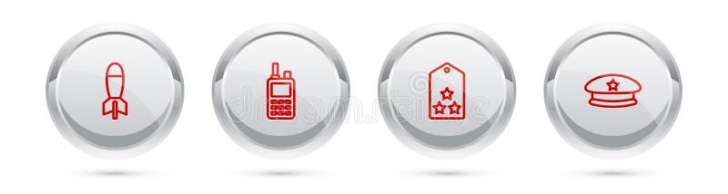 Set Line Rocket Launcher, Walkie Talkie, Military Rank and Beret ...