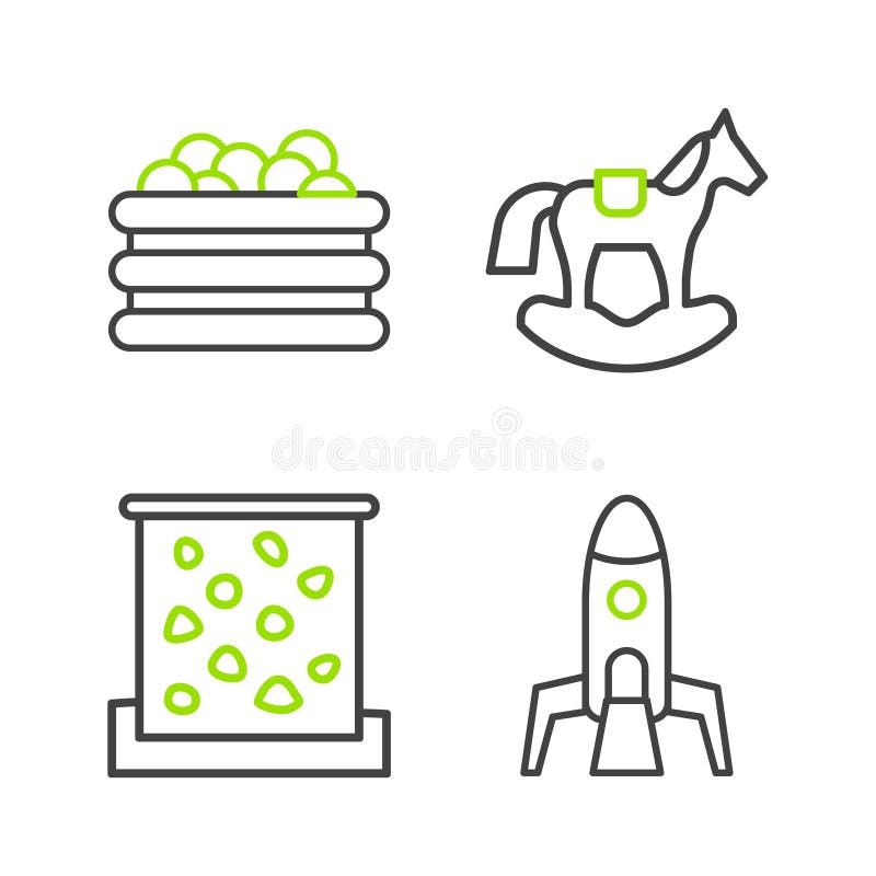 Set Line Rocket Ship, Climbing Wall, Horse Saddle Swing and Pool with ...