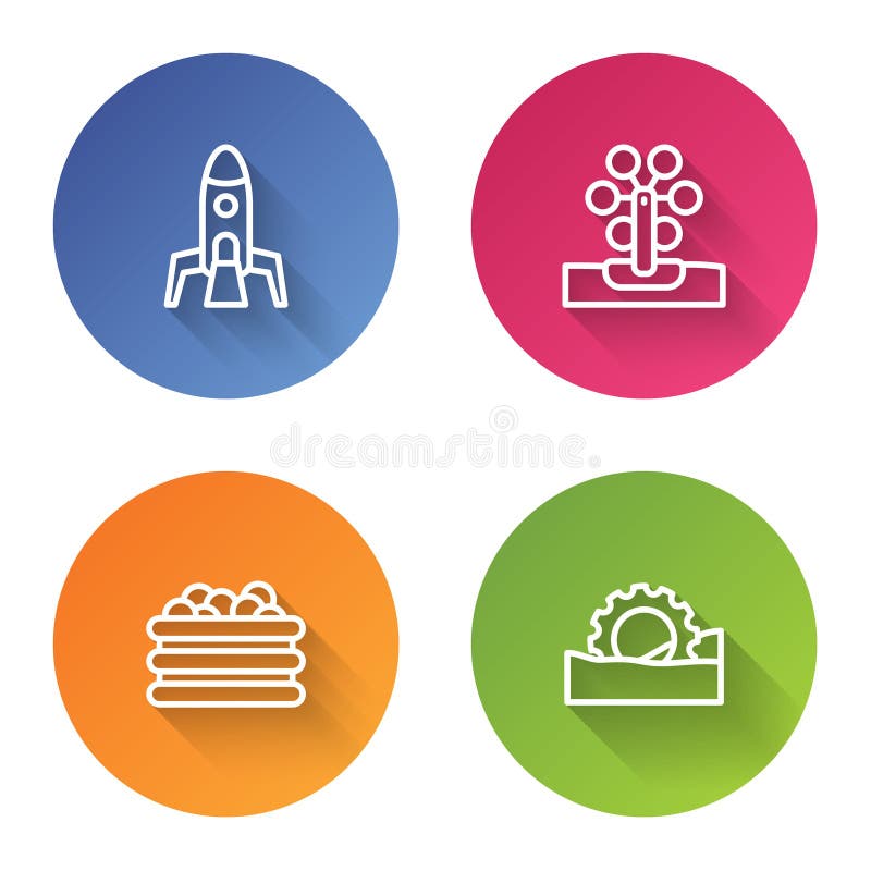 Set Line Rocket Ship, Ferris Wheel, Pool with Balls and . Color Circle ...