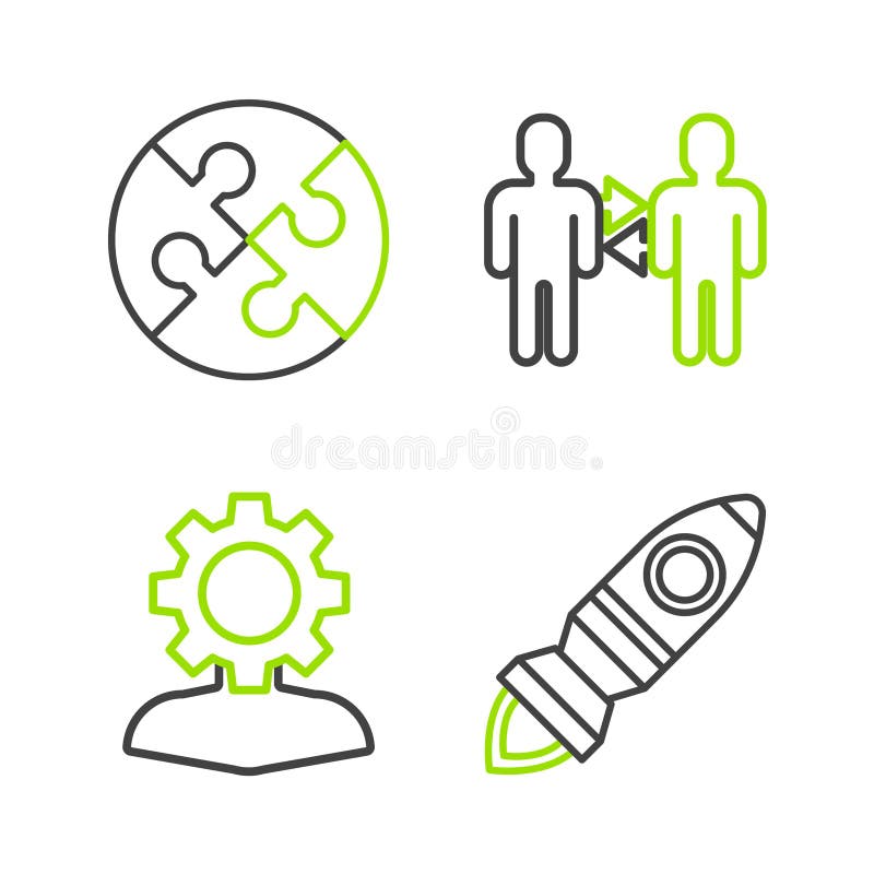 Set Line Rocket Ship with Fire, Human Gear Inside, Project Team Base ... Set Line Rocket Ship with Fire, Human Gear Inside, Project Team Base ...