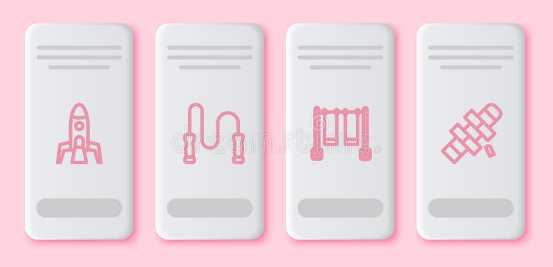 Set Line Rocket Ship, Jump Rope, Double Swing and Hopscotch. White ...