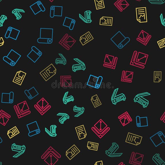 Set Line Roll of Paper, Scanner, Document with Graph Chart and Paper ...