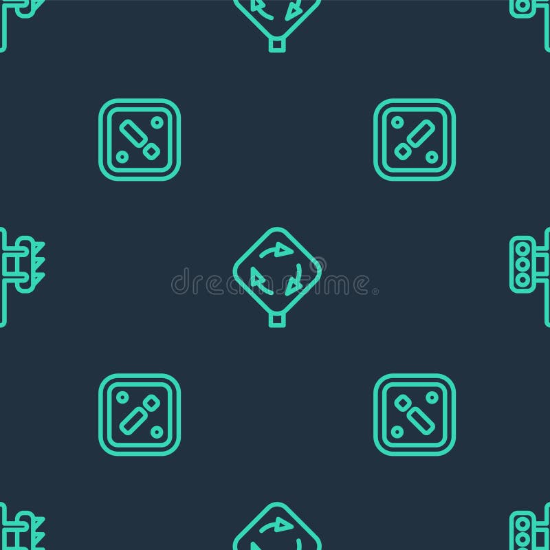 Set Line Roundabout Traffic Sign, Exclamation Mark in Triangle and ...