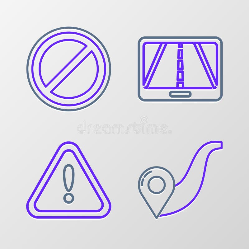 Set Line Route Location, Exclamation Mark in Triangle, Infographic of ...