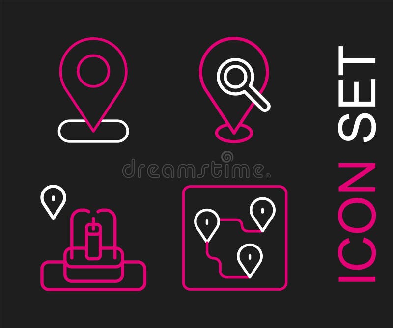Set Line Route Location, Location with Fountain, Search and Icon ...
