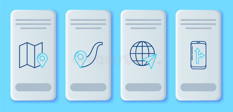 Set Line Route Location, Location the Globe, Folded Map with Marker and ...