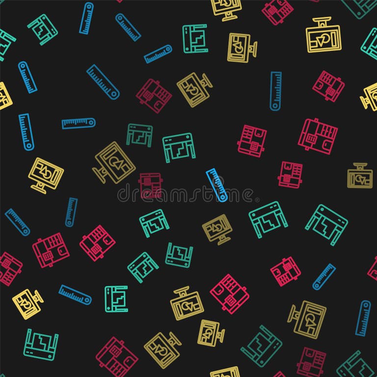 Set Line Ruler, Plotter, Computer Monitor Screen and Copy Machine on ...