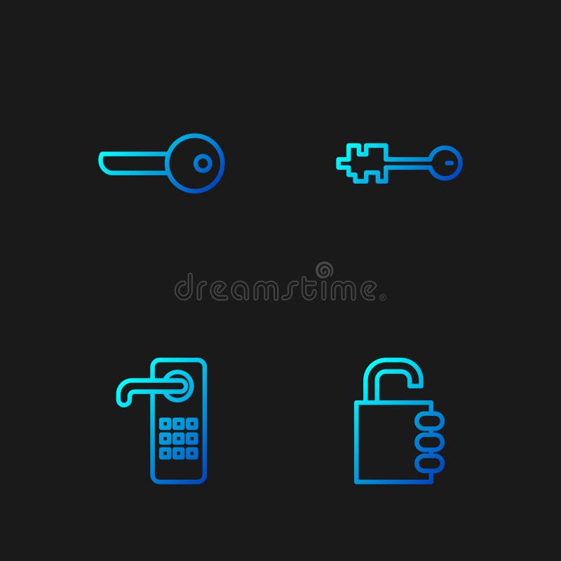 Set Line Safe Combination Lock, Digital Door, Key and Old Key. Gradient ...