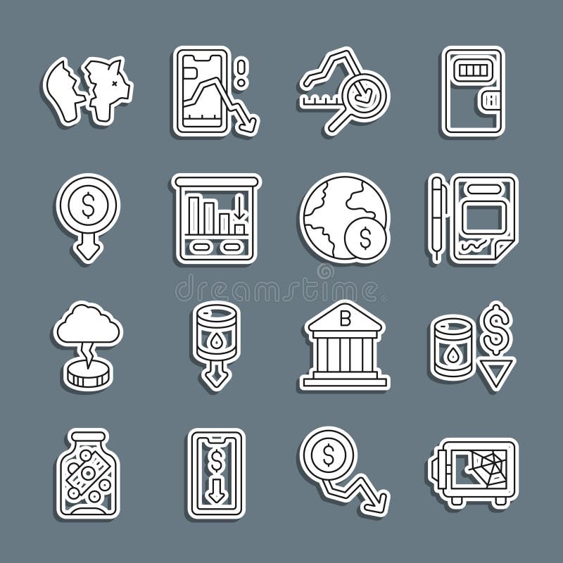 Set Line Safe, Drop in Crude Oil Price, Contract Money and Pen, Global Economic Crisis, Pie ...