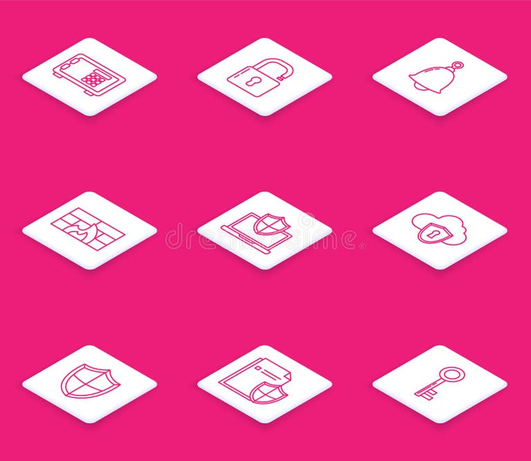 Set Line Safe, Open Padlock, Ringing Bell, Firewall, Security Wall ...